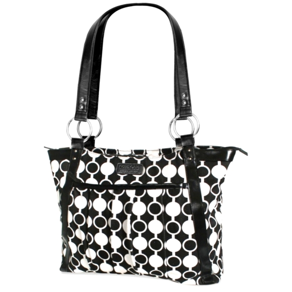 Bags | Kailo Chic Laptop Organizer Tote Travel Bag Blackwhite Canvas ...
